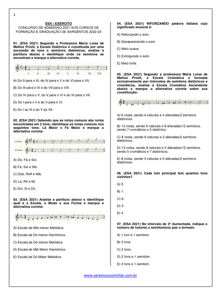Esa 2021 Música | PDF | Intervalo (música) | Teoria da Música