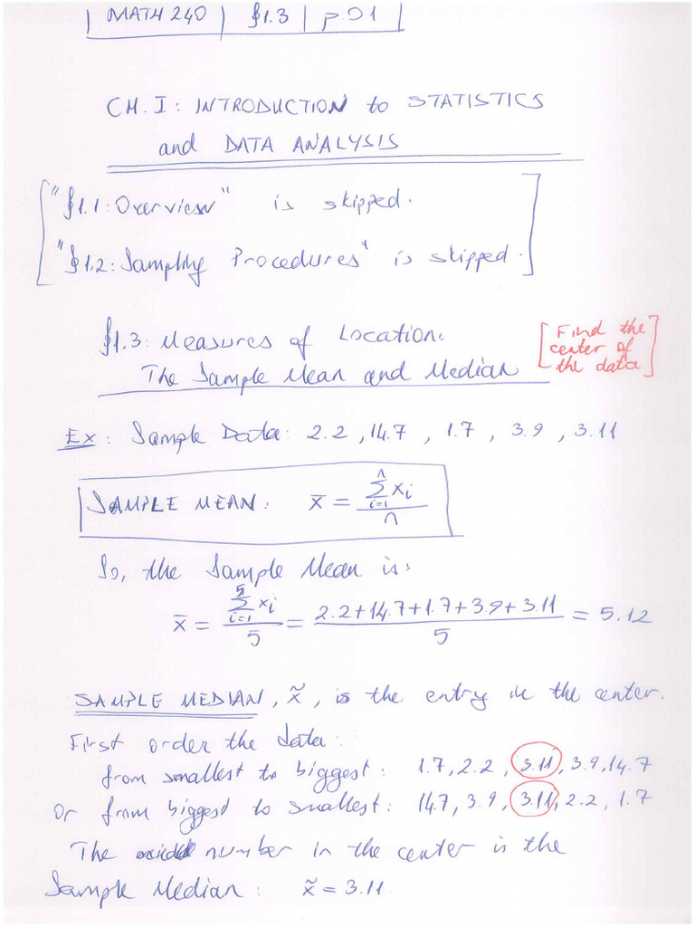 MATH240 Chapter01 IntroToStatistics | PDF
