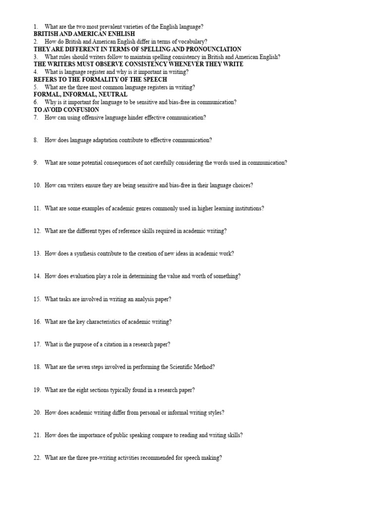 Recitation Questions | PDF | Communication | Writing