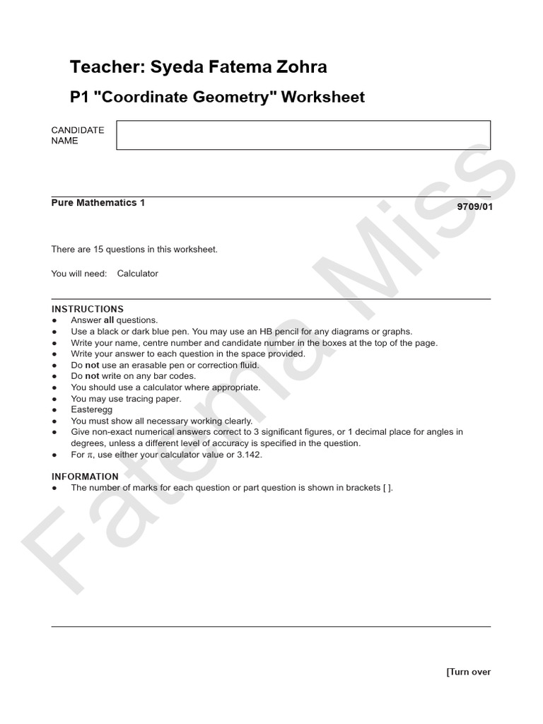 Coordinate Geometry 15 Questions Qp 6 Pdf Equations Cartesian