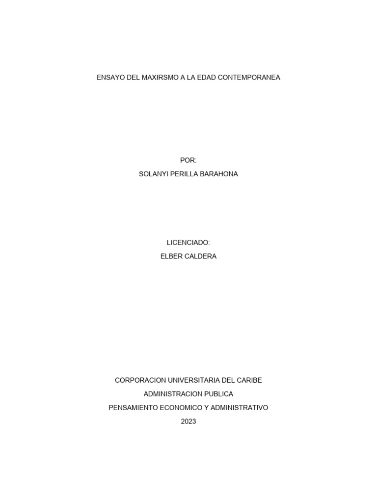 Ensayo Del Maxirsmo A La Edad Contemporanea | PDF | Ahorro | Consumo ...