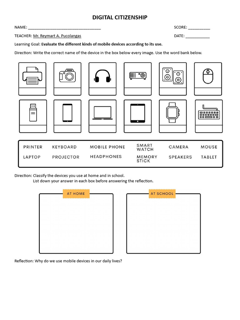 Mobile Devices Evaluation Worksheet | PDF | Art