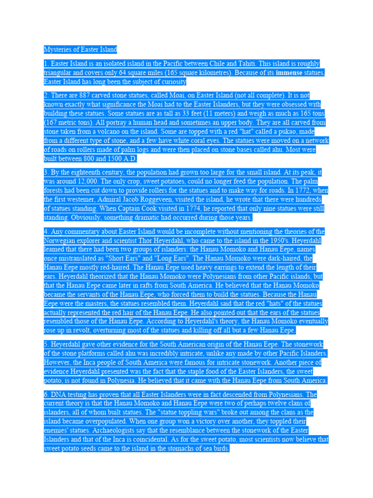 Mysteries of Easter Island | PDF