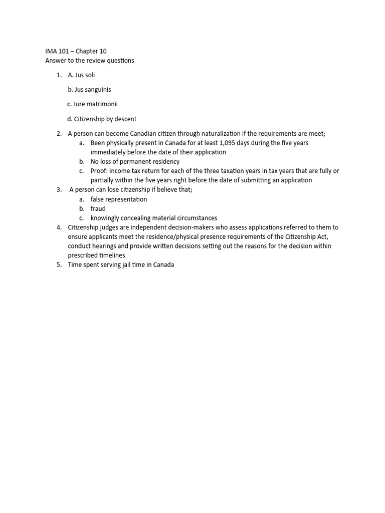 IMA 101-Chapter 10 | PDF