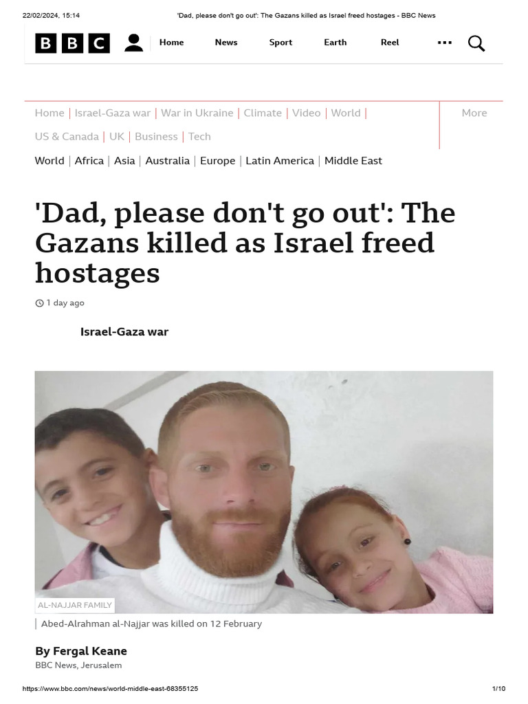 'Dad, Please Don't Go Out' - The Gazans Killed As Israel Freed Hostages ...