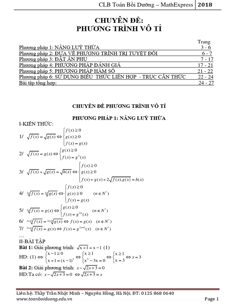 (MathExpress) Phuong Trinh Vo Ti | PDF