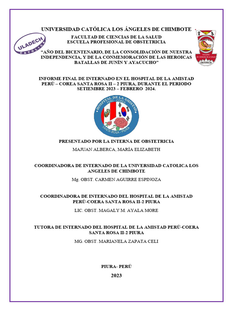 Informe Internado Ii | PDF | Parto | El embarazo