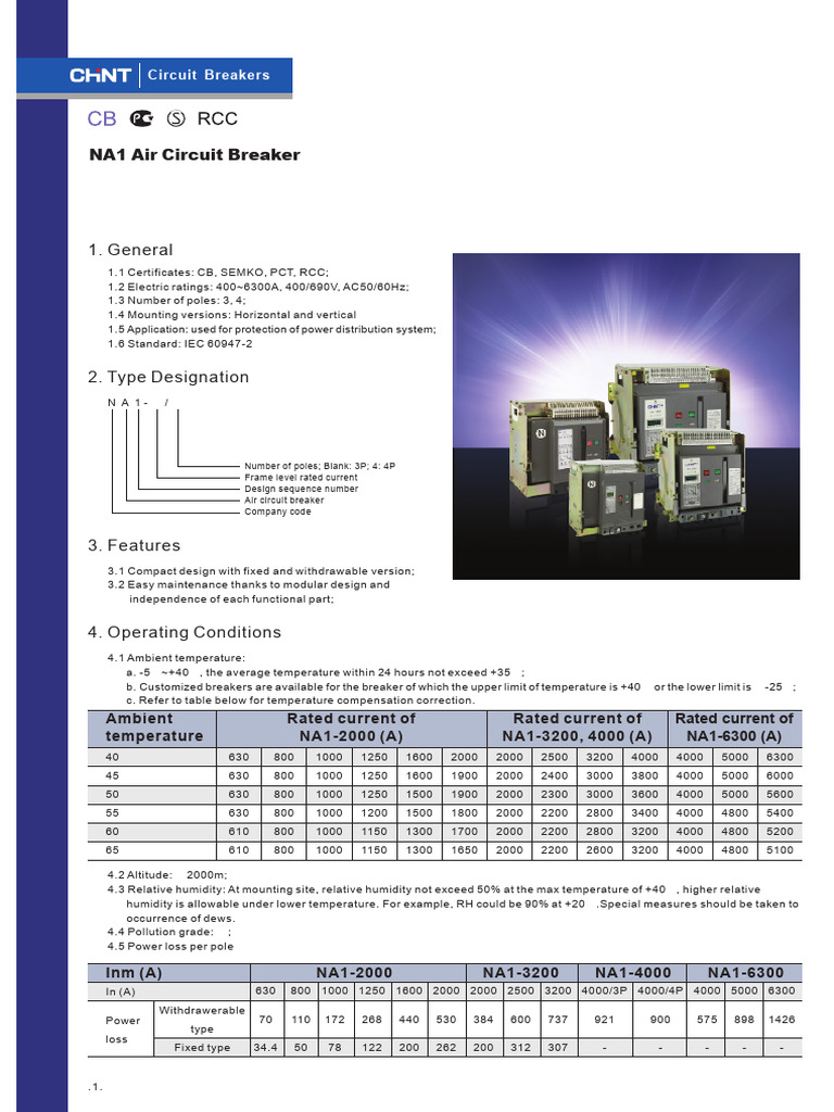 Disjuntor Aberto Chint - NA1 | PDF | Humidity | Power Engineering
