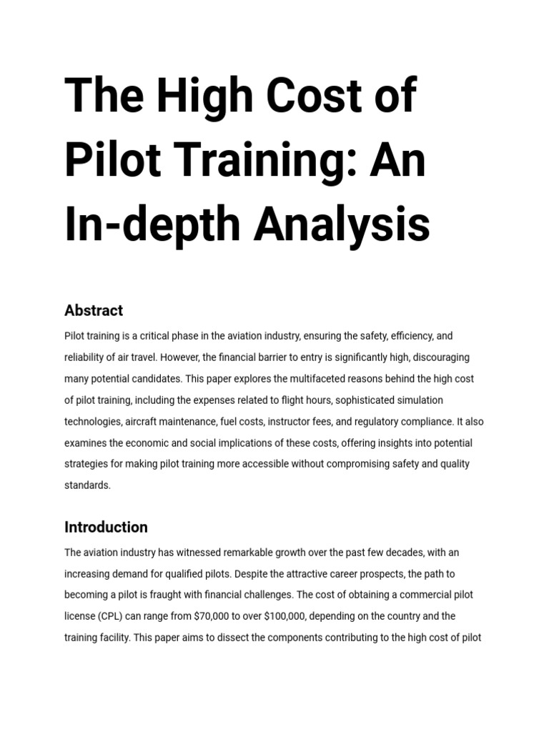 Research Paper - High Cost of Pilot Training | PDF | Simulation | Aviation
