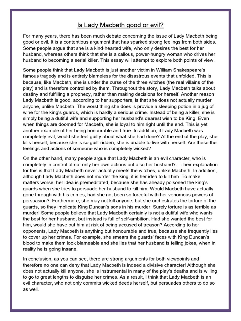 Is Lady Macbeth Good or Evil | PDF | Macbeth | Murder