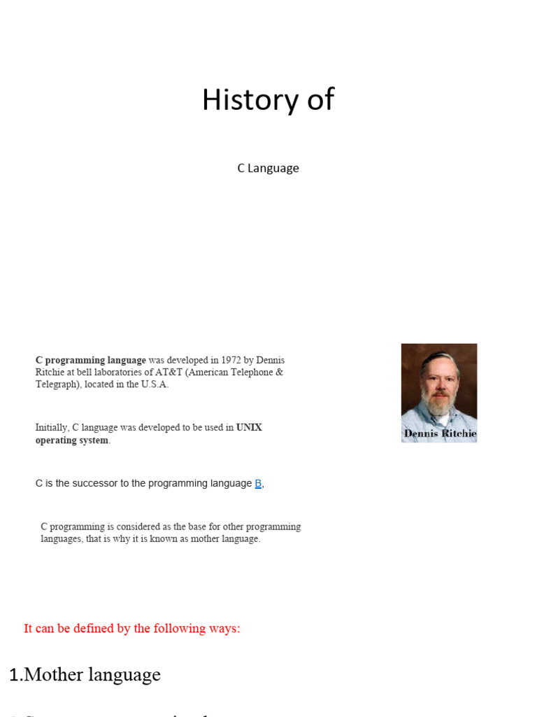 History of C Language | Download Free PDF | C (Programming Language) | Programming Language