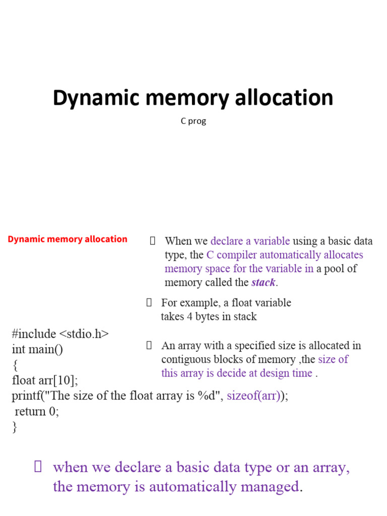 Dynamic Memory Allocation | PDF | Pointer (Computer Programming ... Dynamic Memory Allocation | PDF | Pointer (Computer Programming ...