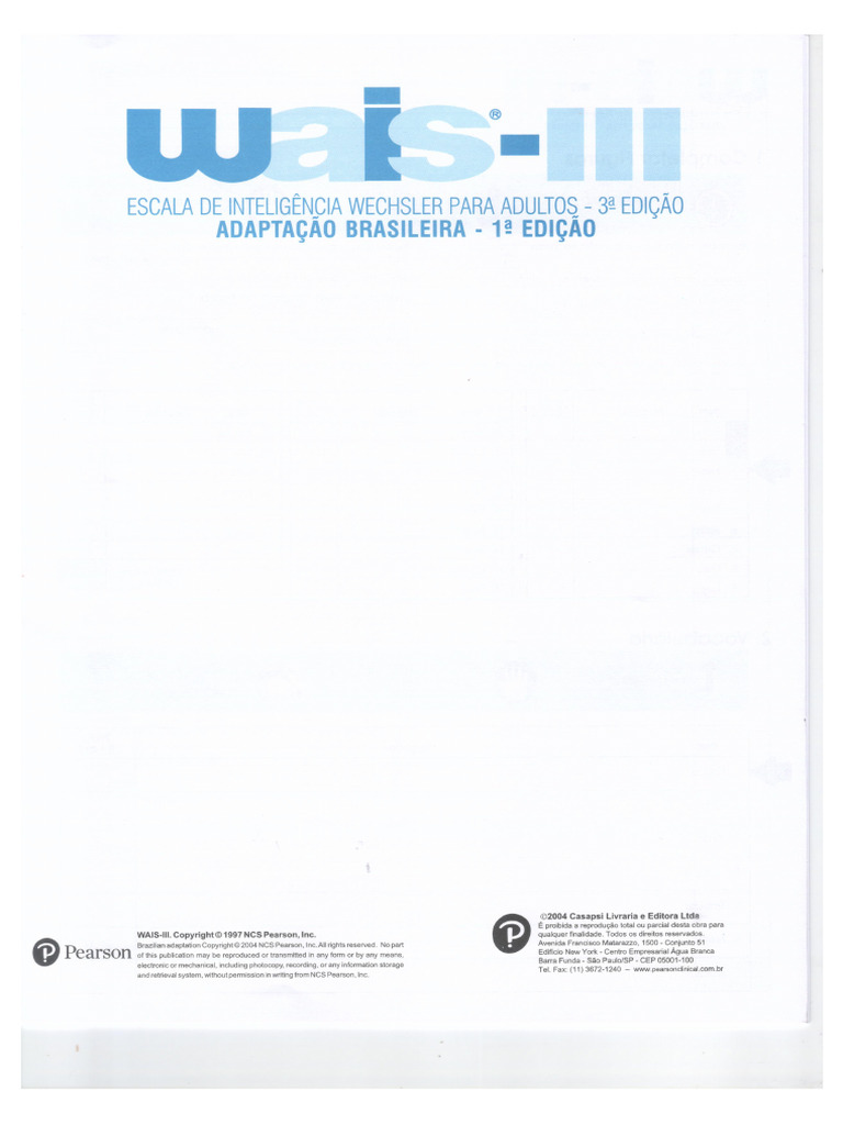 WAIS III - Protocolo de Respostas2 | PDF
