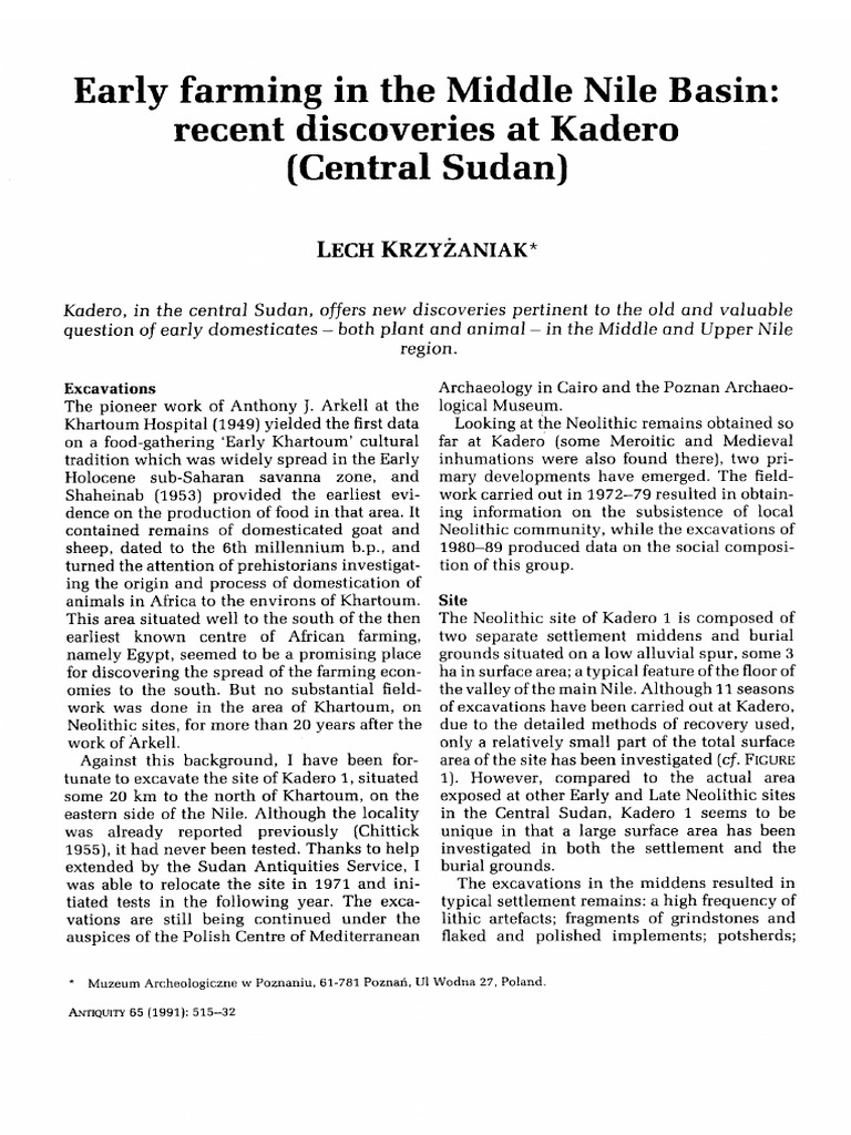 Early Farming in The Middle Nile Basin | PDF