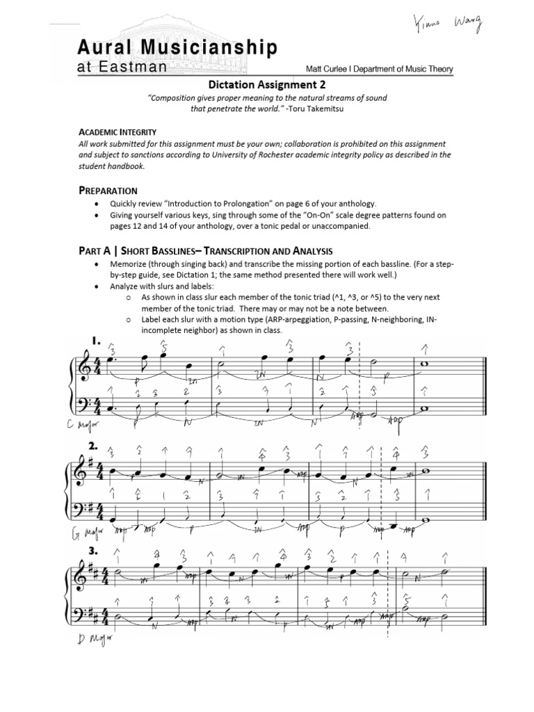 Dictation 2 Rev3k9mi | PDF | Music Theory | Musicology