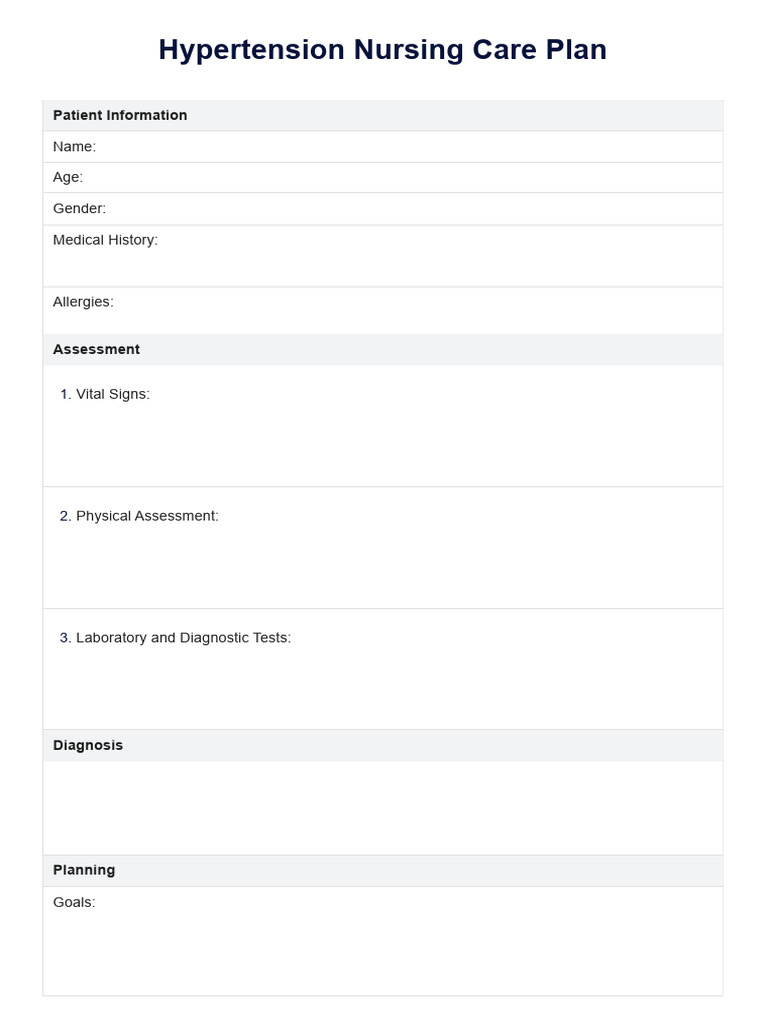 Hypertension Nursing Care Plan | PDF | Wellness | Science & Mathematics