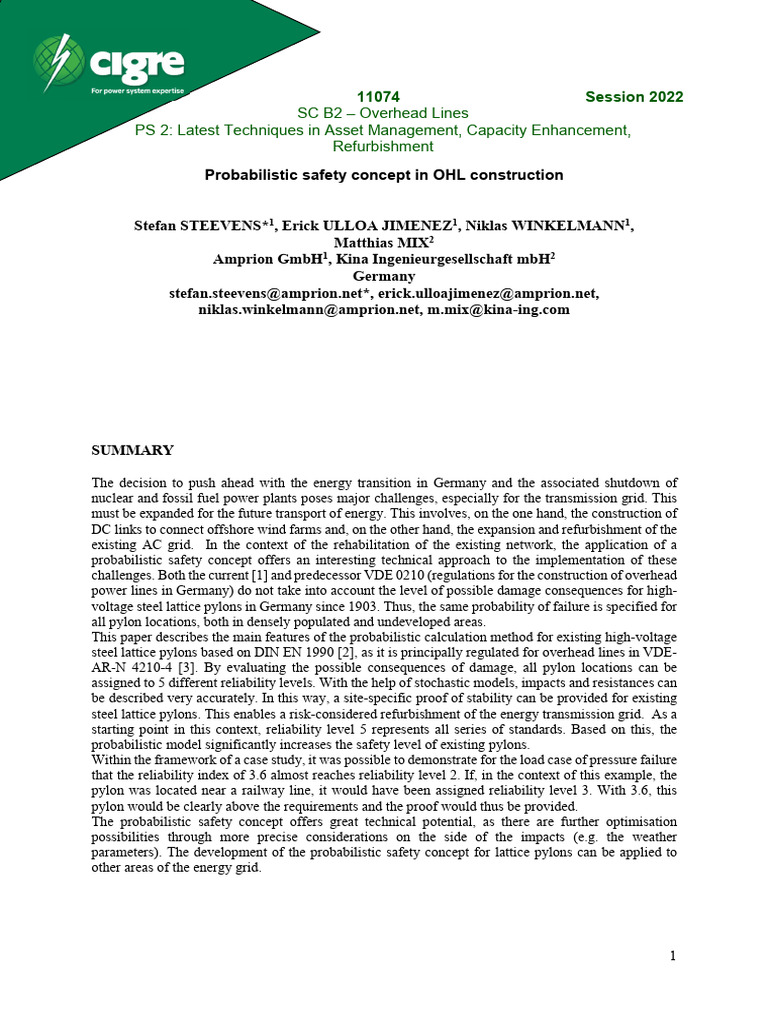 Probabilistic Safety in OHL Construction | PDF | Probability ...