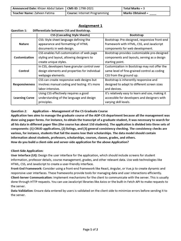 Assignment 1 | Download Free PDF | Dynamic Web Page | Bootstrap (Front ...