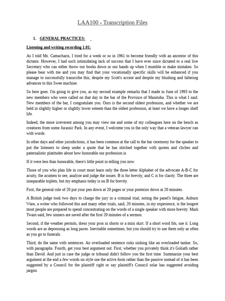 Legal Transcription 1 | PDF | Damages | Discovery (Law)