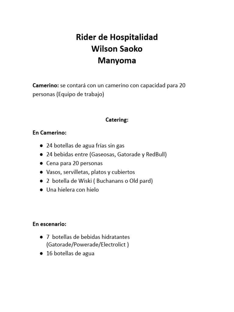 Rider de Hospitalidad | PDF