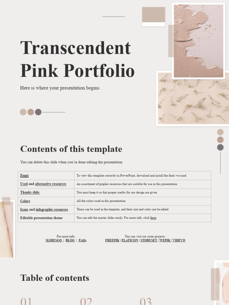 Transcendent Pink Portfolio by Slidesgo | PDF | Graphic Design | Marketing