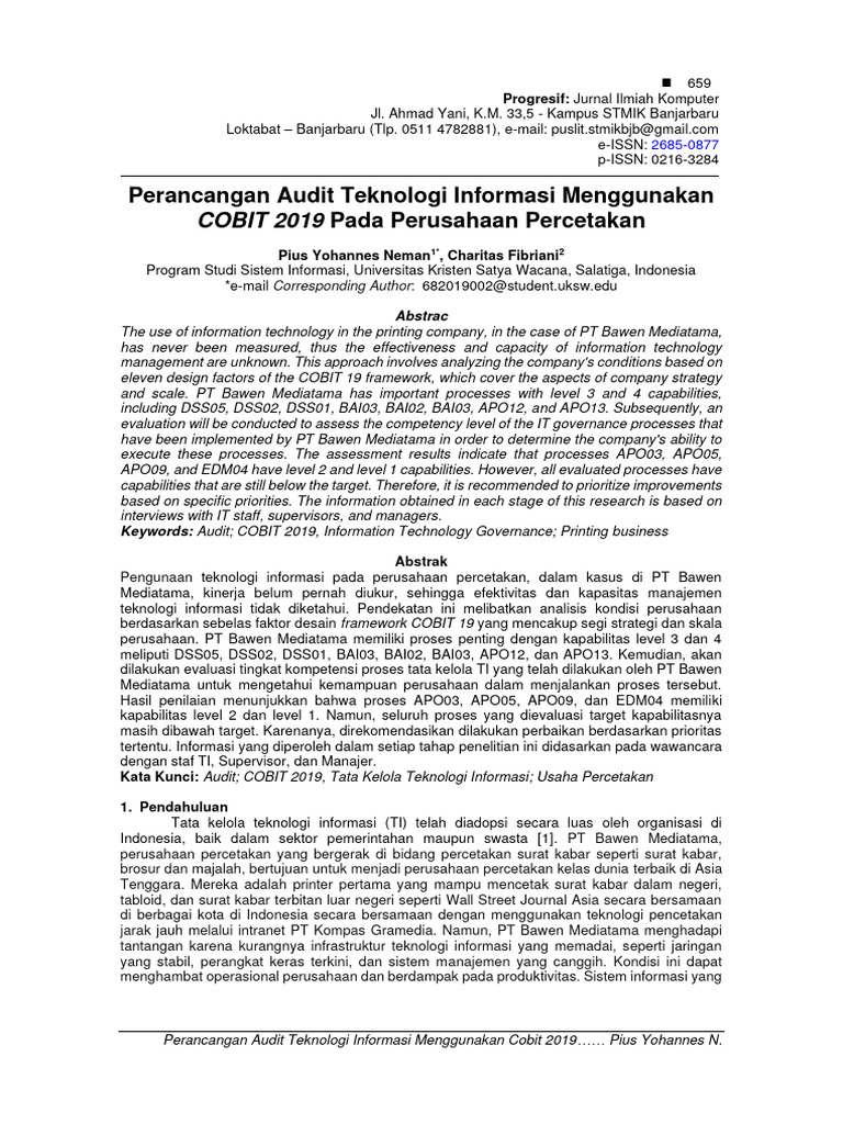 Audit TI di PT Bawen Mediatama dengan COBIT 2019 | PDF | Teknologi Informasi | Komputasi
