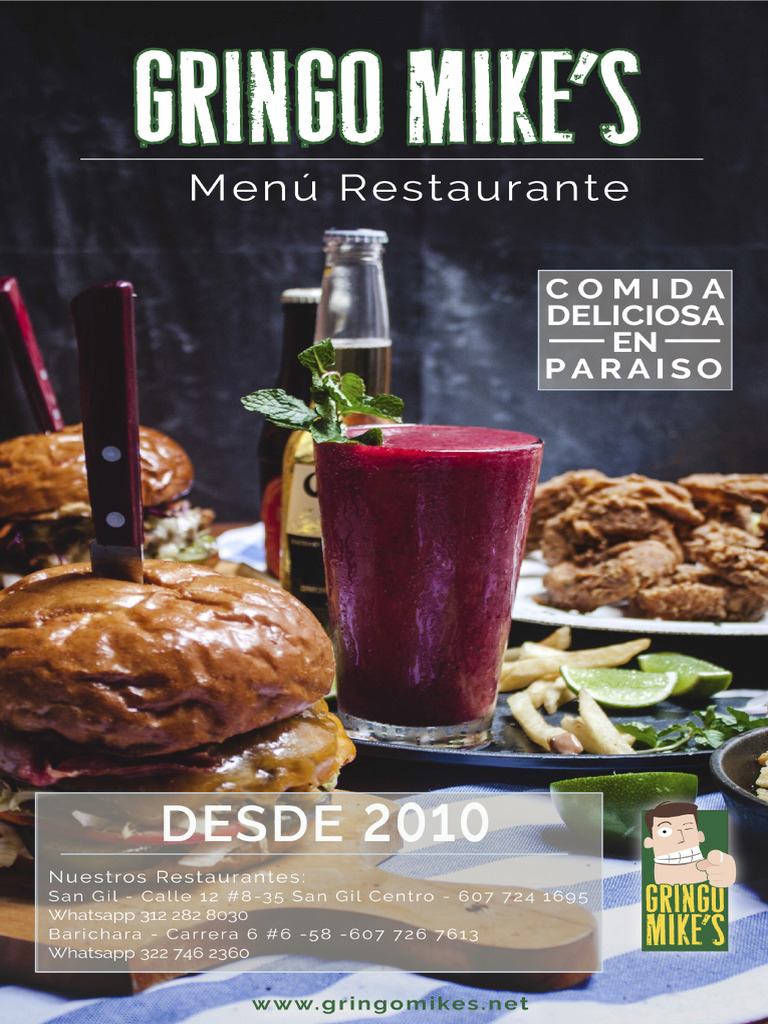 Gringo Mikes Menu Español Final (Agosto 2022) | PDF | ensalada | Hamburguesas
