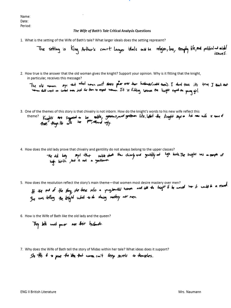 Critical Analysis of Wife of Bath's Tale | PDF | Knight