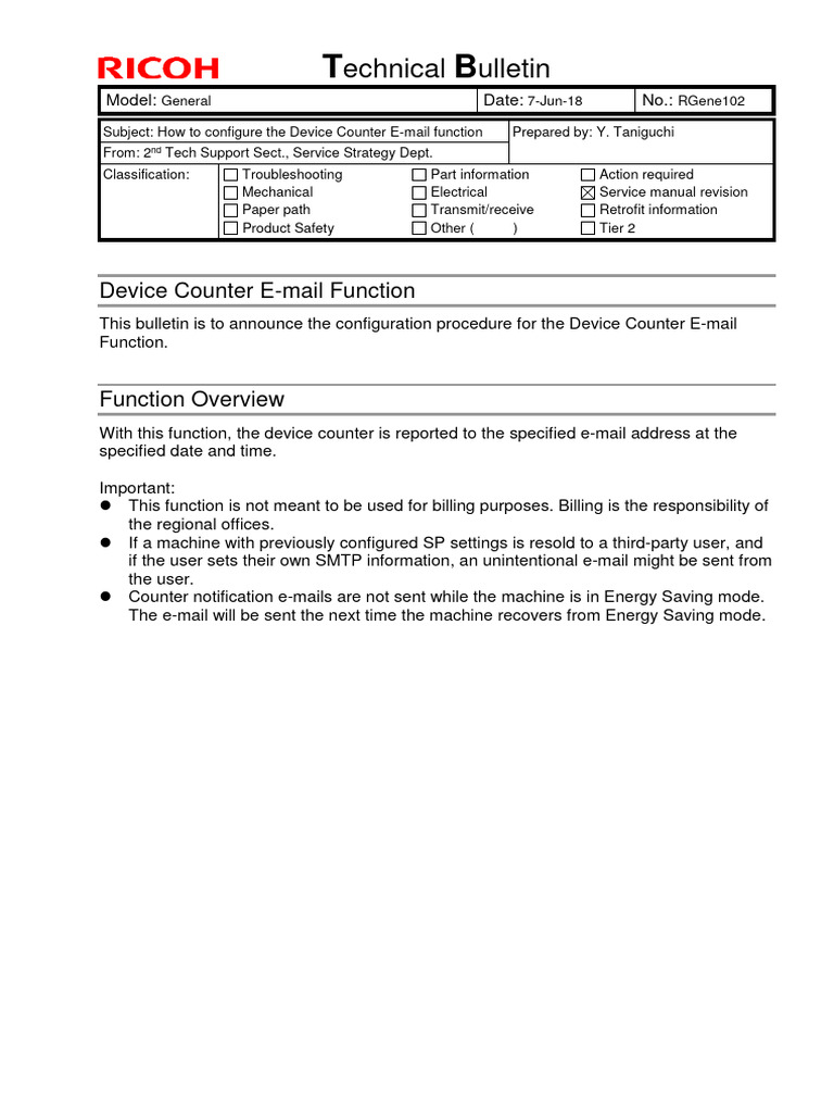 Configure Device Counter Email Function | PDF | Email Address ...