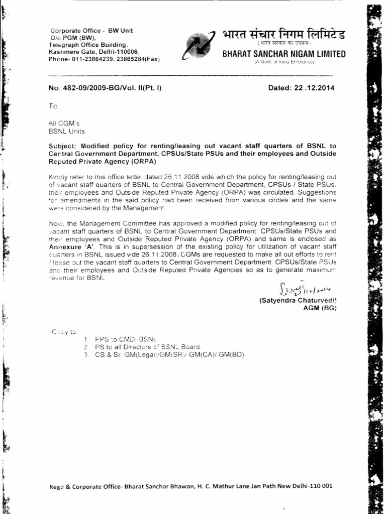Quarters - Renting Out Vaccant Staff Quarters - Revised Policy 23-12-14 ...
