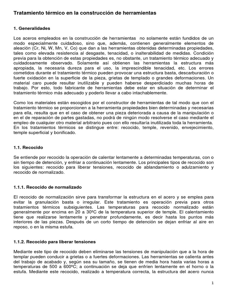 Tratamiento Termico | PDF | Tratamiento a base de calor | Acero