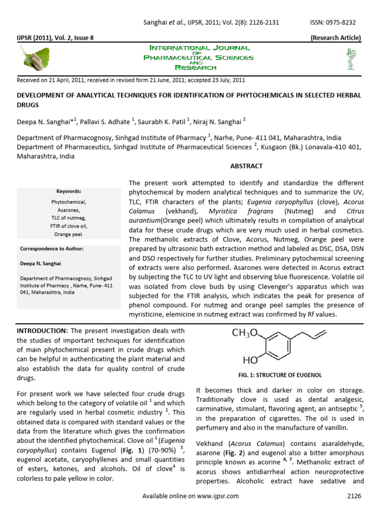 Phytochemical Analysis of Herbal Drugs | PDF | Solubility | Thin Layer ...