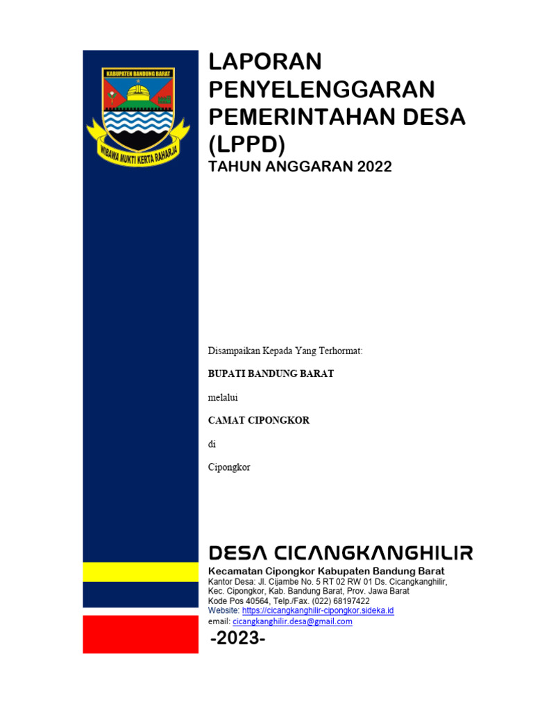 Dokumen LPPD Desa Cicangkanghilir TA 2022 | PDF | Pengelolaan Keuangan & Uang