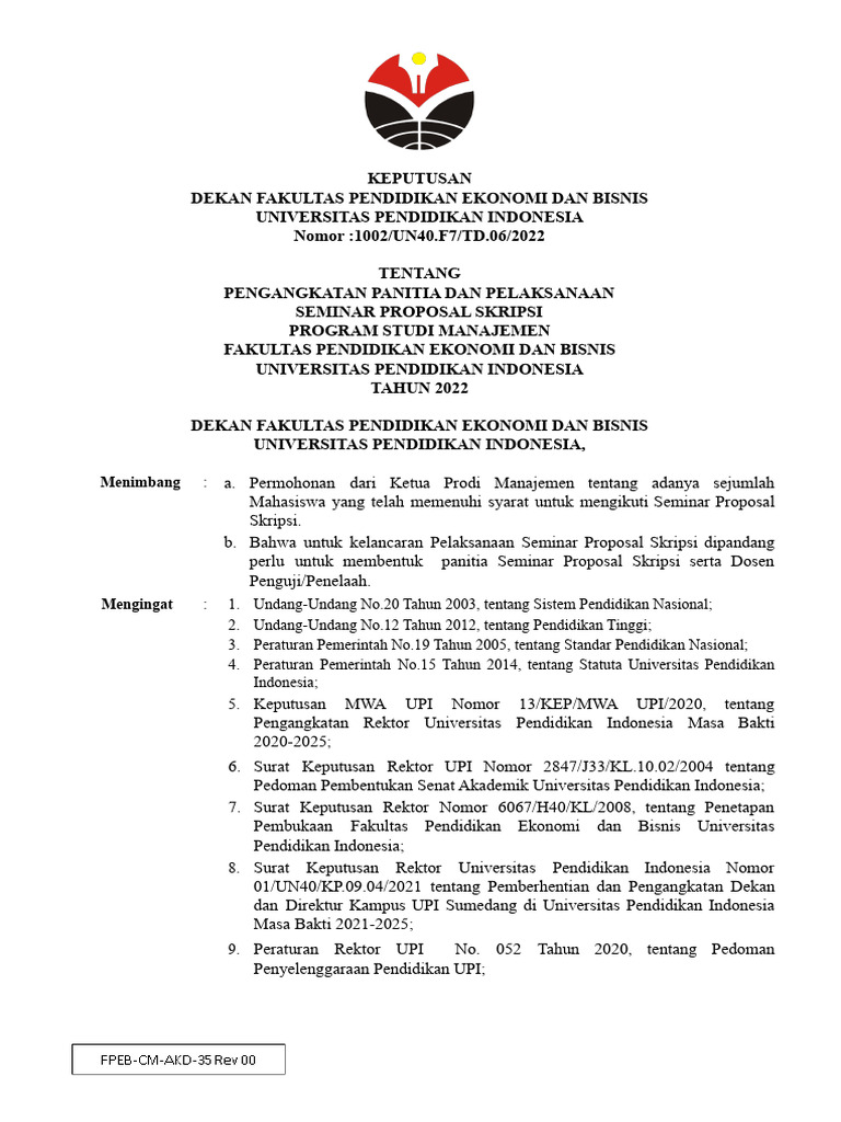 SK Seminar Proposal Skripsi Manajemen, A.N. Annisa Nur Fadhilah, DKK, Tgl. 9 & 10 Februari 2022 ...