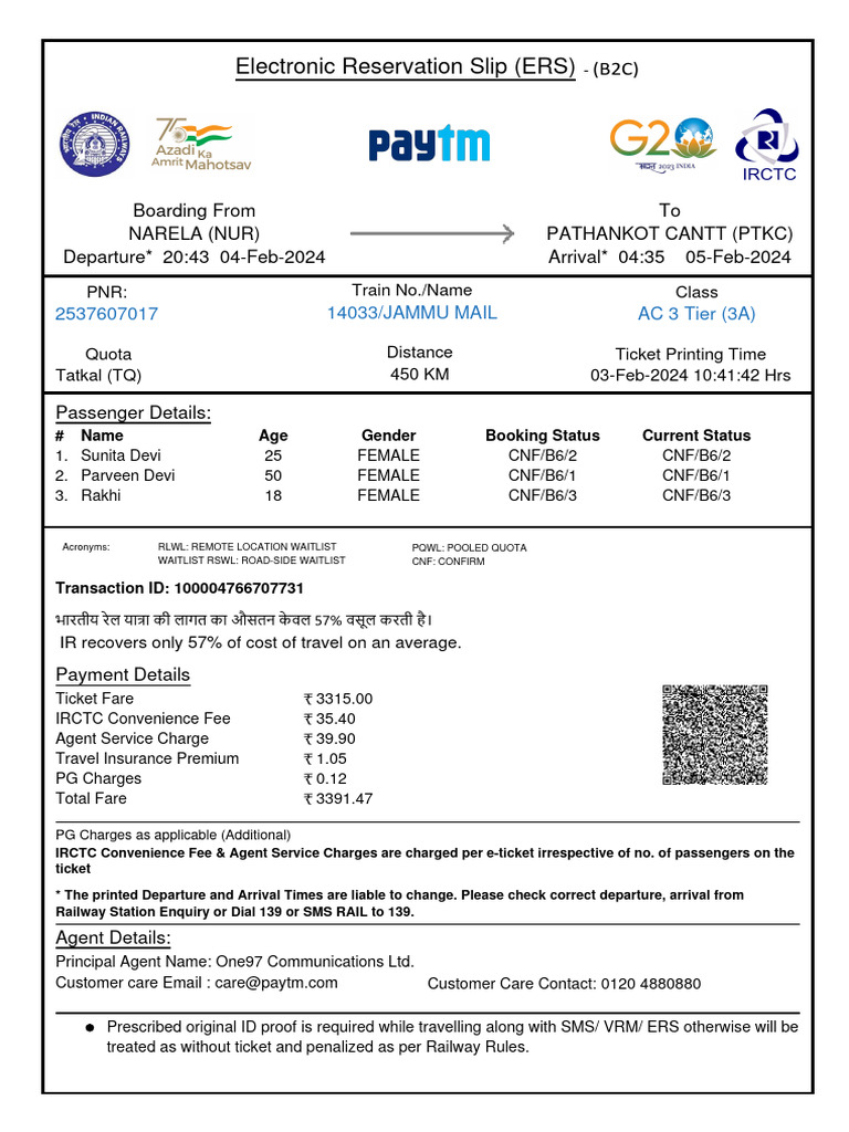 Narela 2 PTK 3 Ticket | PDF | Identity Document