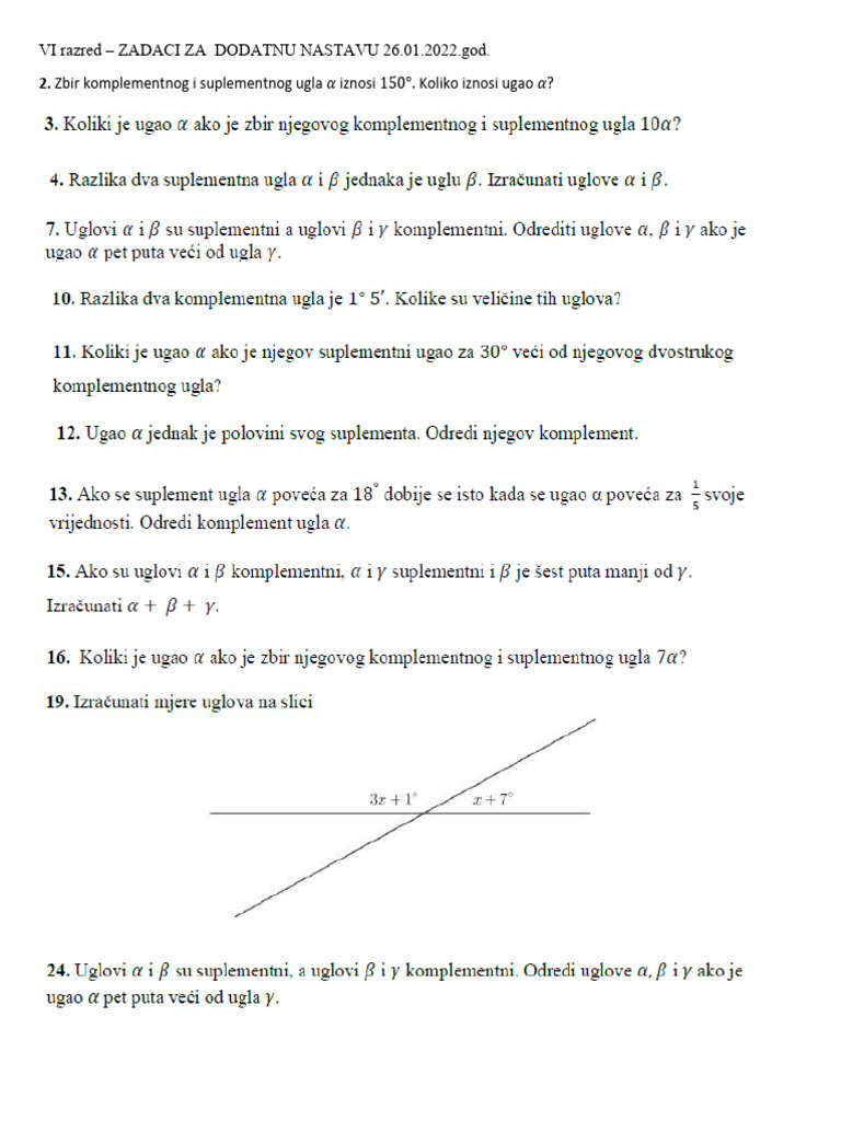 DODATNA NASTAVA - ZADACI 26.01.2022.god | PDF