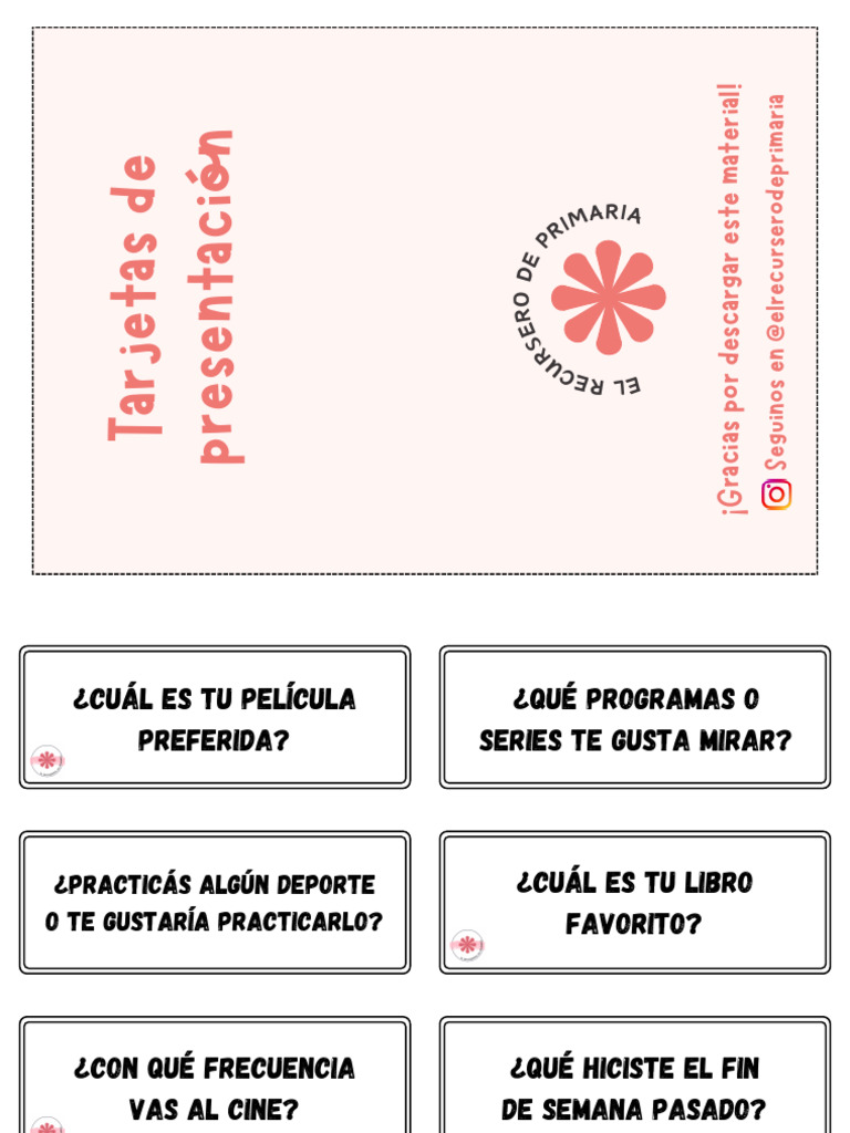 Tarjetas de Presentación | PDF | Estudios de idiomas extranjeros | Poesía