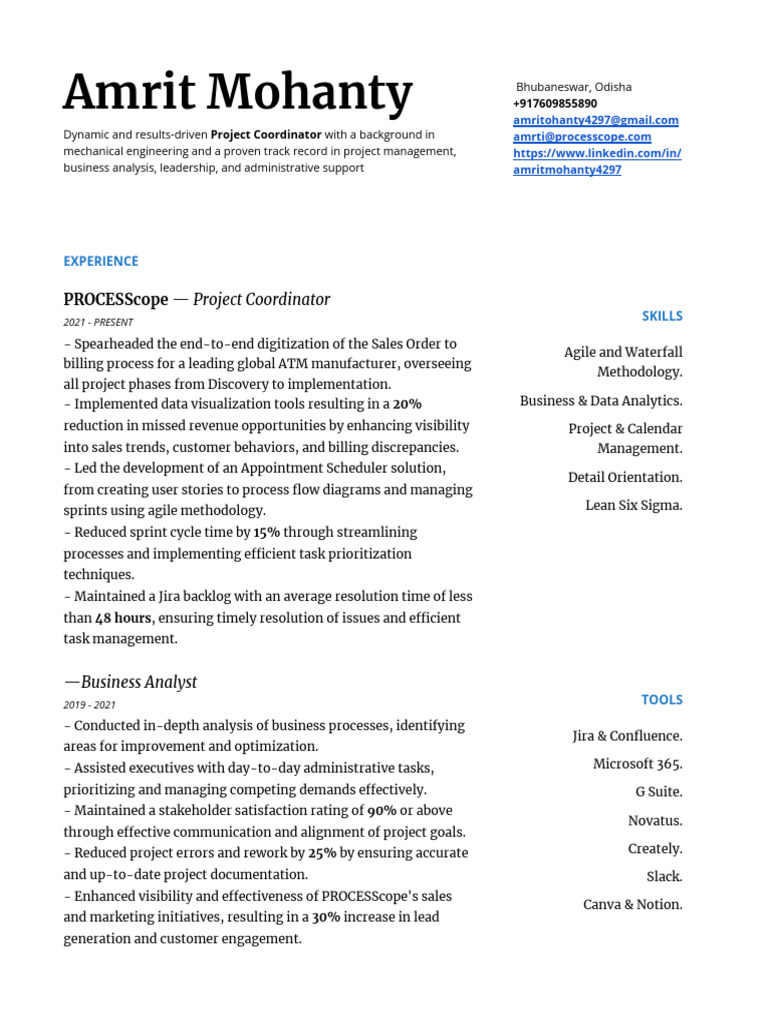 Resume - Amrit Mohanty | PDF | Agile Software Development | Business Analysis