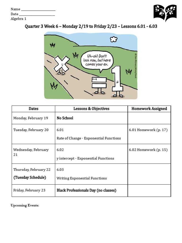 Quarter 3 Week 6 - Monday 2/19 To Friday 2/23 - Lessons 6.01 - 6.03 ...