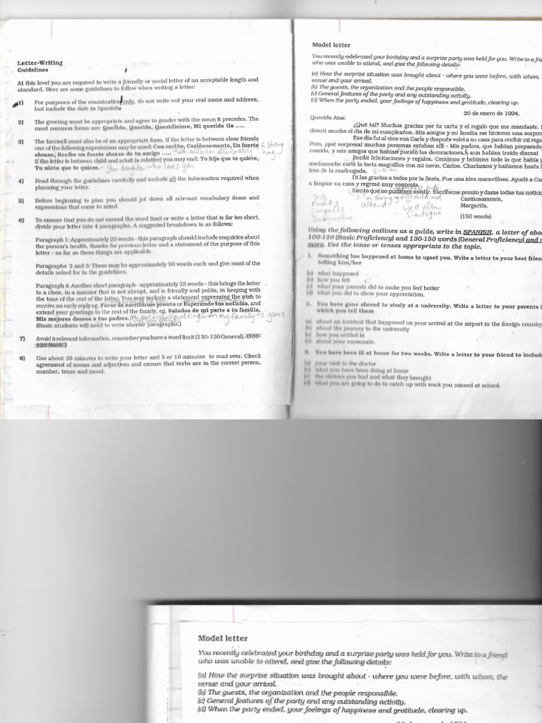 CSEC Spanish - Letter Writing | PDF