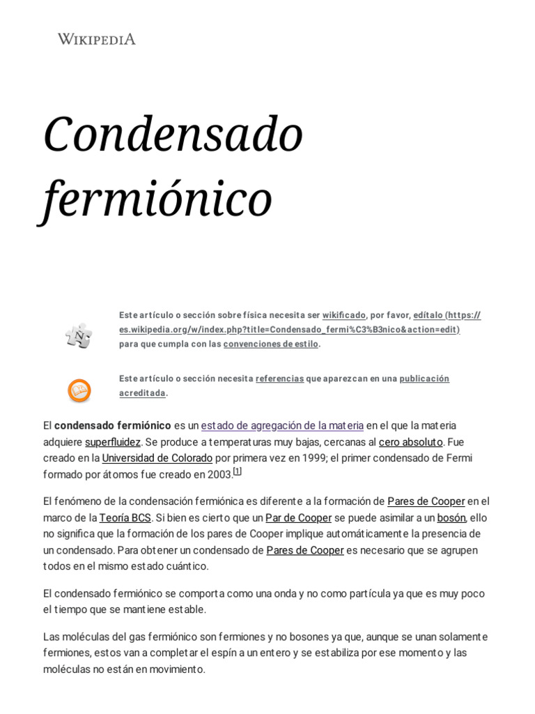 Condensado de Fermi | Descargar gratis PDF | Fases de la materia | Física