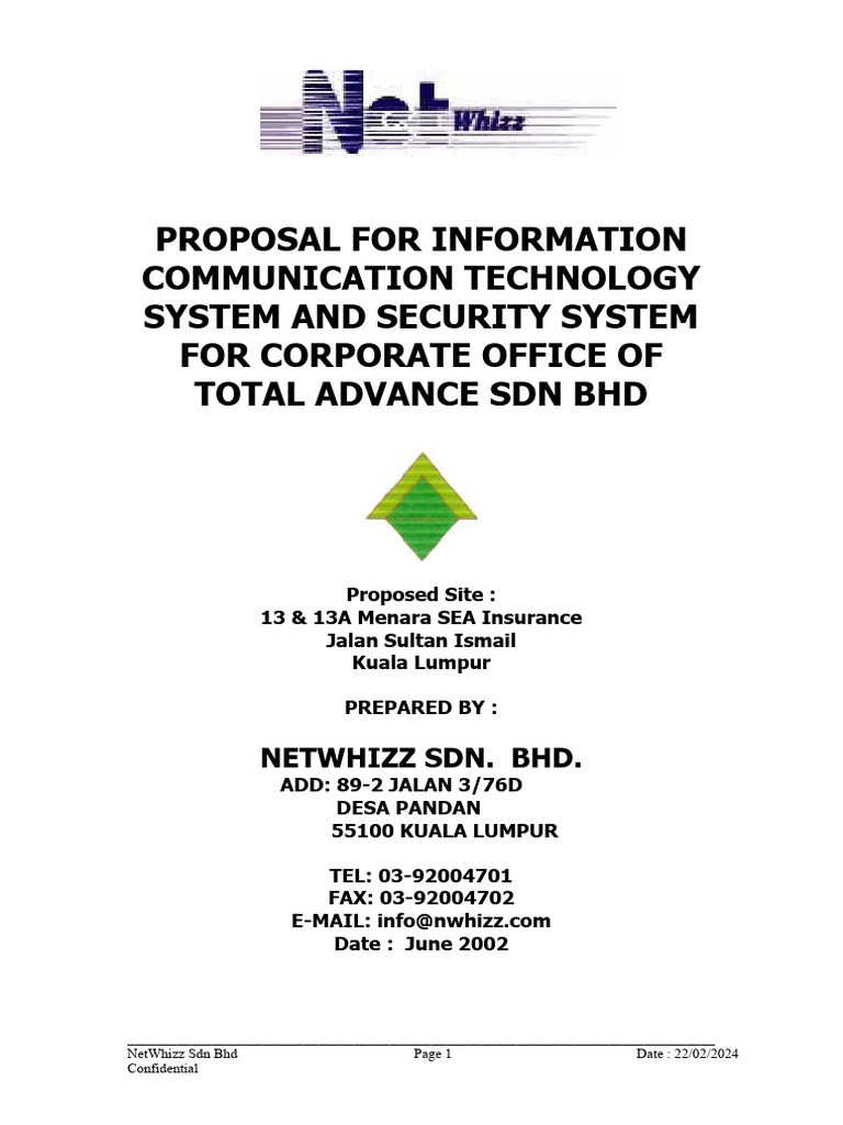 NetWhizz Proposal 9 Total Advance Rahiman 210302 | PDF | Printer (Computing) | Computer Network