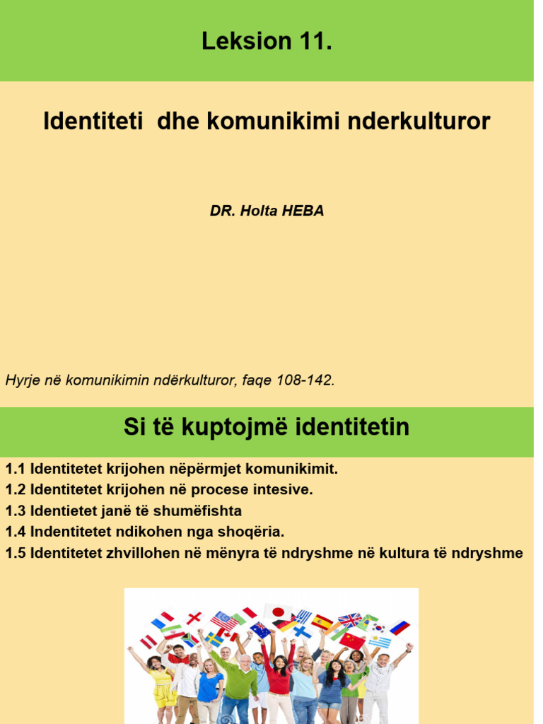 Leksion 11 Identiteti Dhe Komunikimi Nderkulturor | PDF