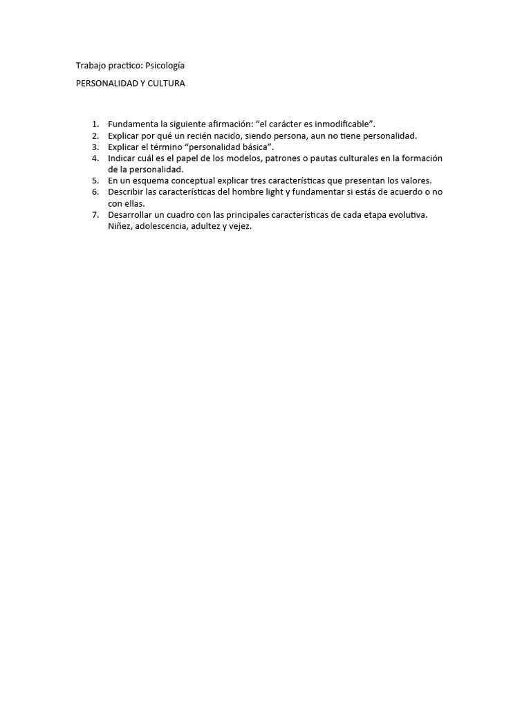 Trabajo Practico N° 3 - Psicologia | PDF