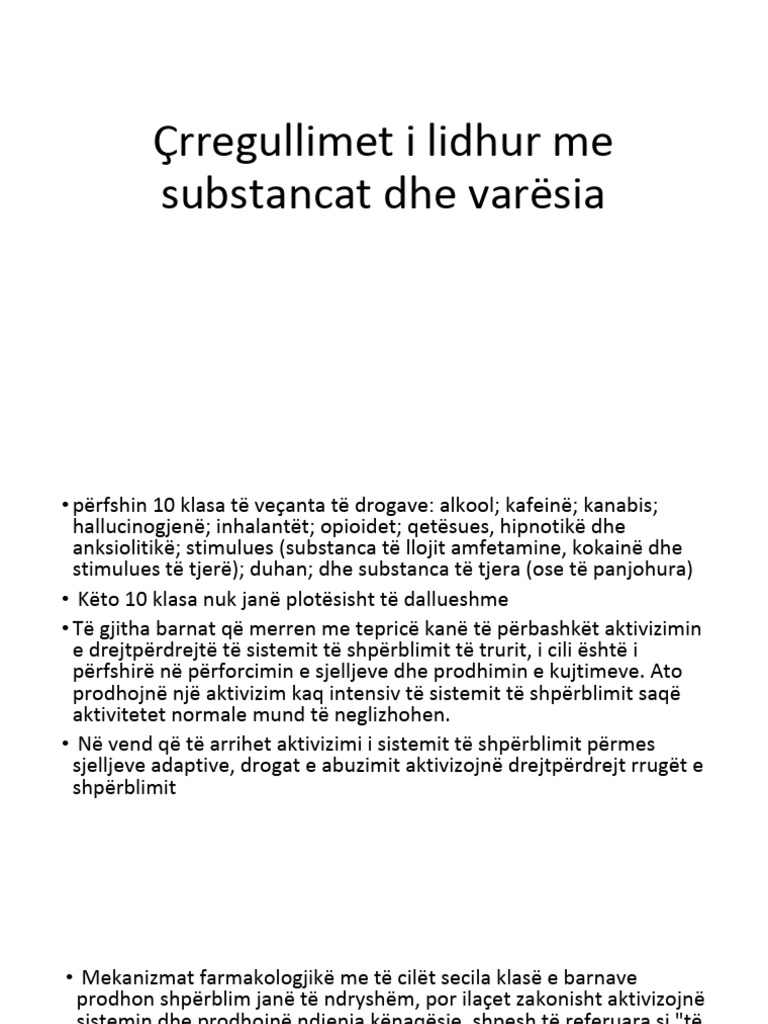 Leksioni 11-Çrregullimi I Lidhur Me Substancat Dhe Varësia | PDF