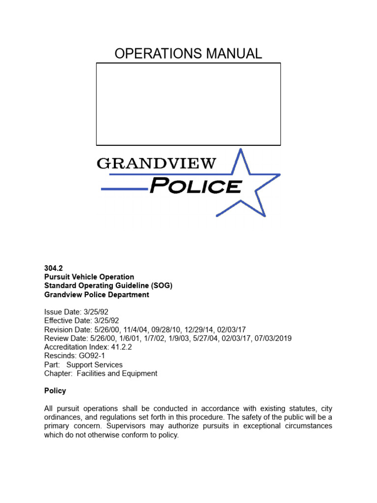 Police Pursuit Vehicle Guidelines | PDF | Traffic | Police