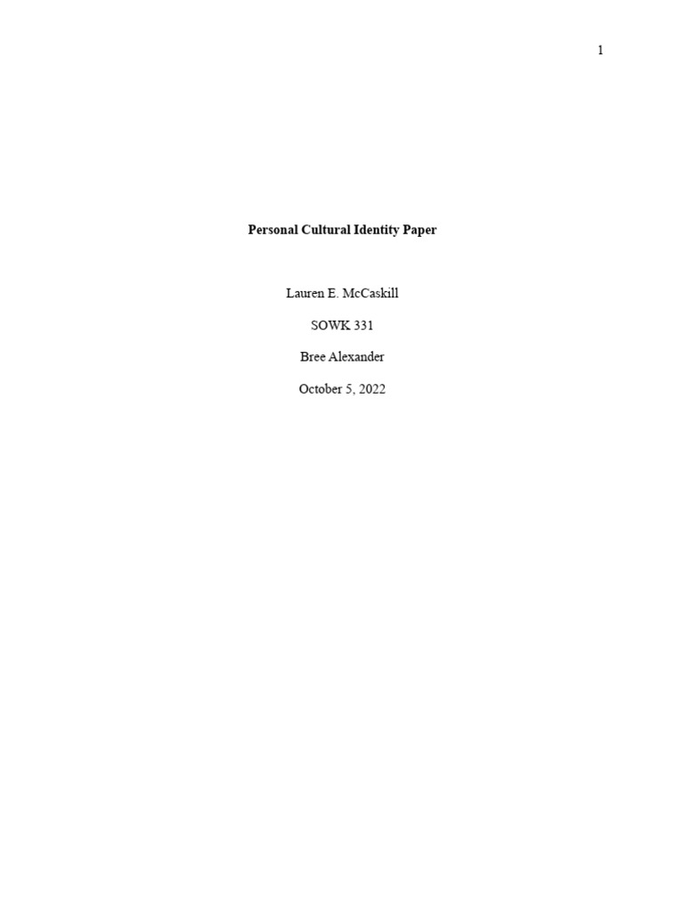 Personal Cultural Identity Paper | PDF | Discrimination | Disability