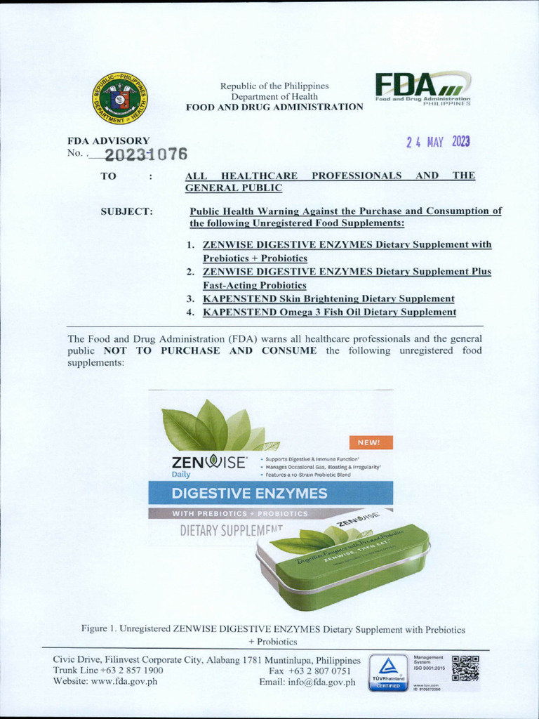 FDA Advisory No.2023 1076 | PDF
