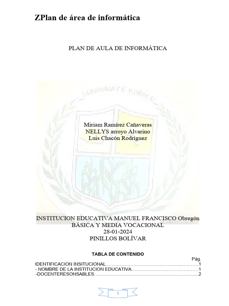 Plan de Aula de Informatica 2024 | PDF | Plan de estudios | Fibra óptica