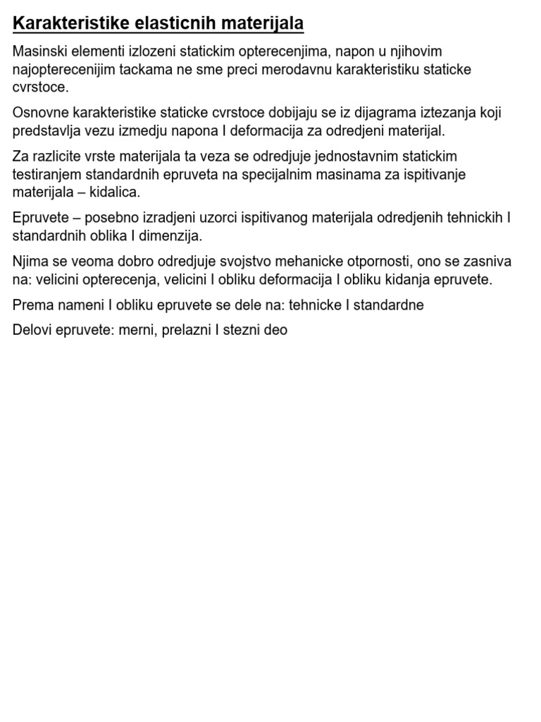 Karakteristike Elasticnih Materijala | PDF